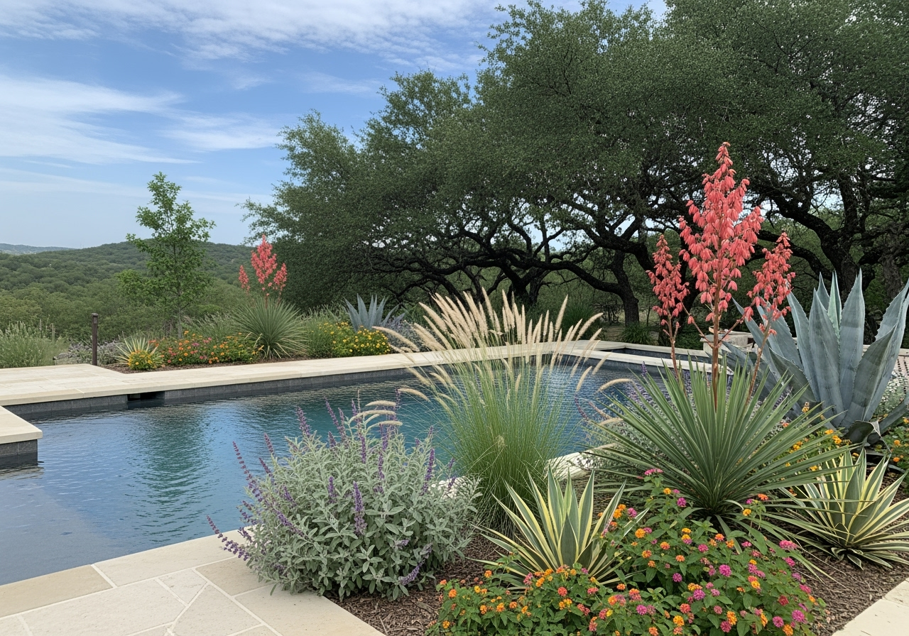 The Best Landscaping and Plants to Surround Your Concrete Custom Pool in Central & South Texas